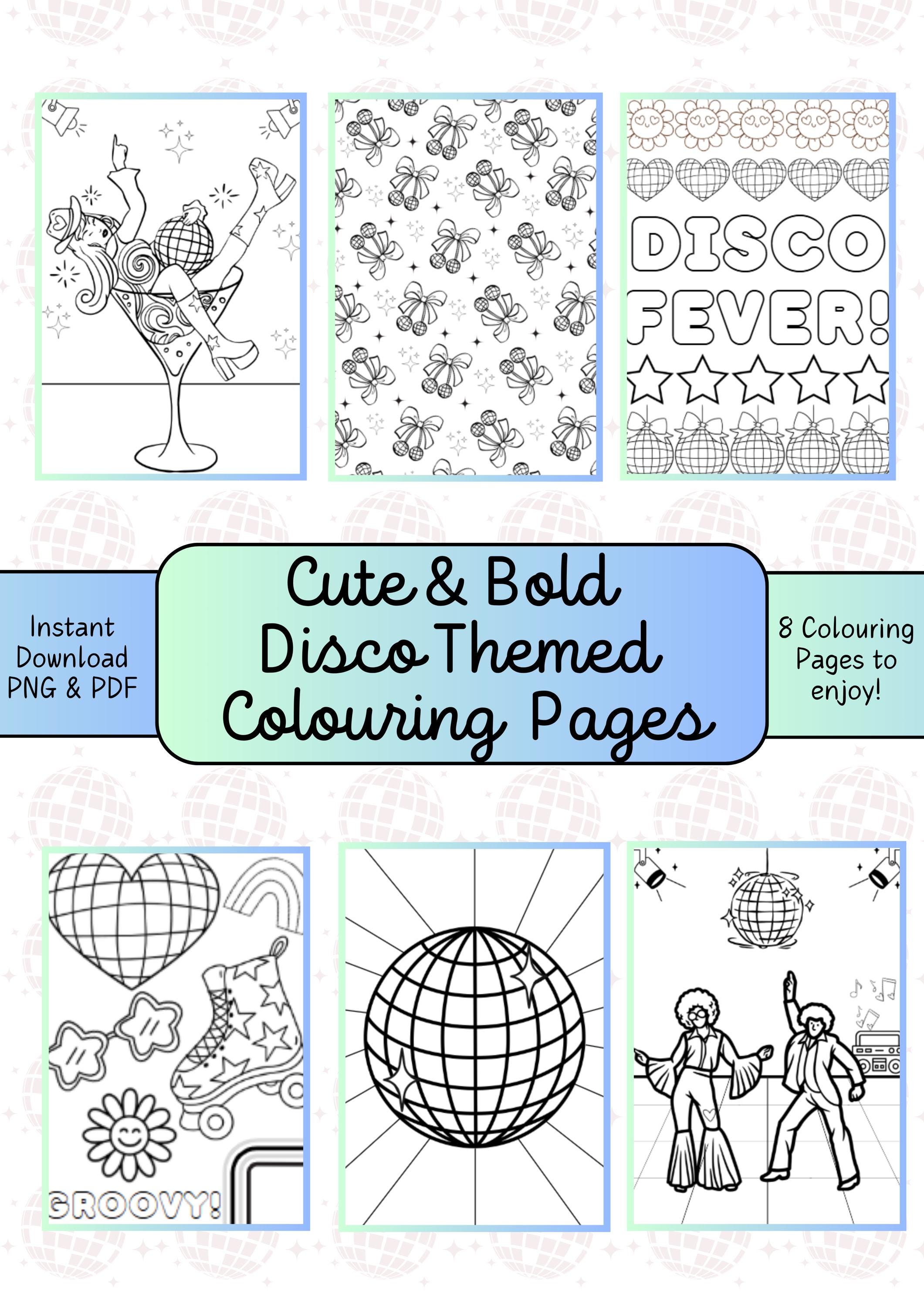 Disco Colouring Pages, Groovy Colouring, 70s Style Coloring Page, Print ...