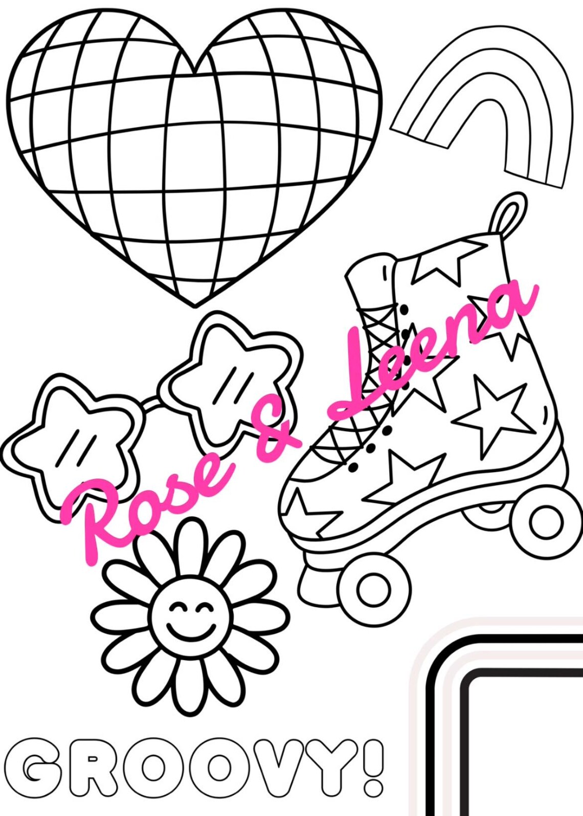 Disco Colouring Pages, Groovy Colouring, 70s Style Coloring Page, Print ...