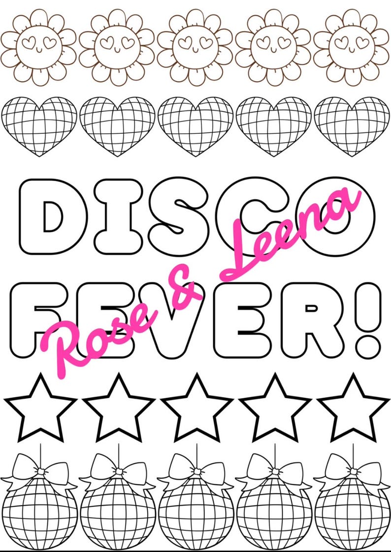 Disco Colouring Pages, Groovy Colouring, 70s Style Coloring Page, Print ...
