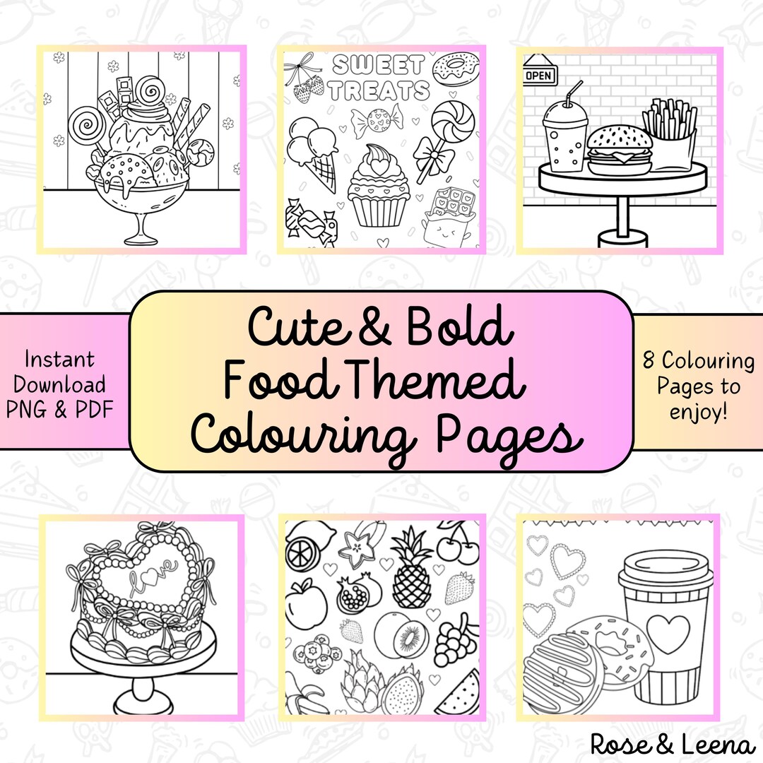 Food & Sweets, Relaxation Colouring Pages, Sweet Treats Colouring ...