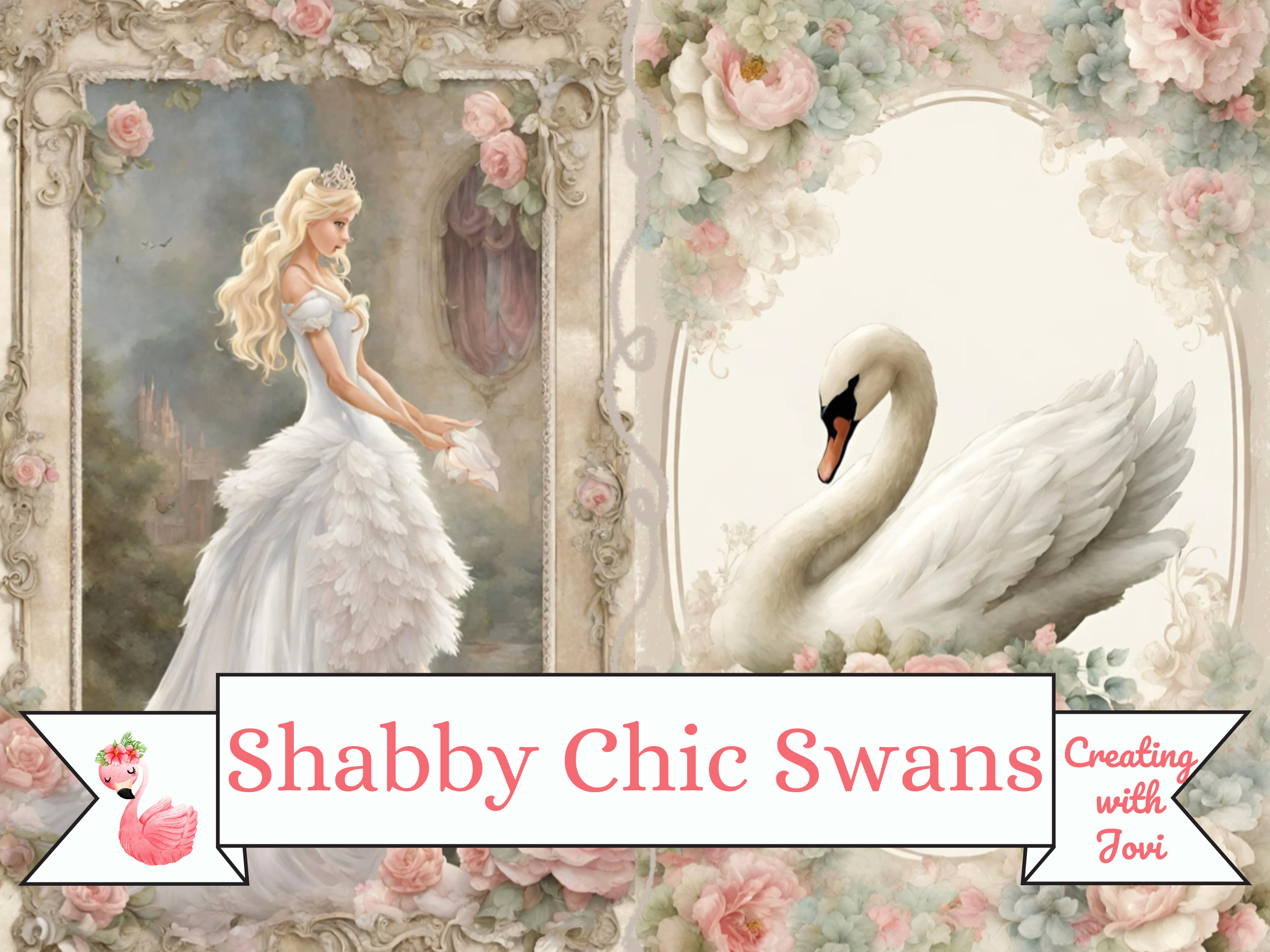 Swan Junk Journal Kit, Shabby Chic Swap Scrapbook Printable, Printable ...