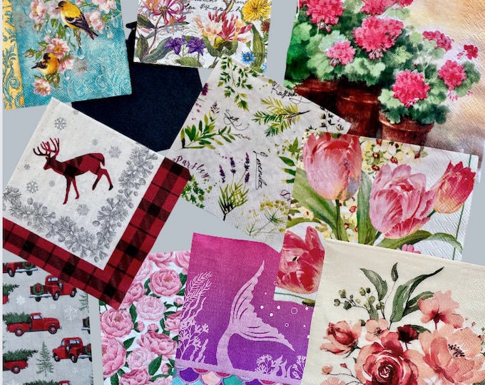 Set of 11 Craft Napkins: Variety Designs for Decoupage, Collage - Etsy