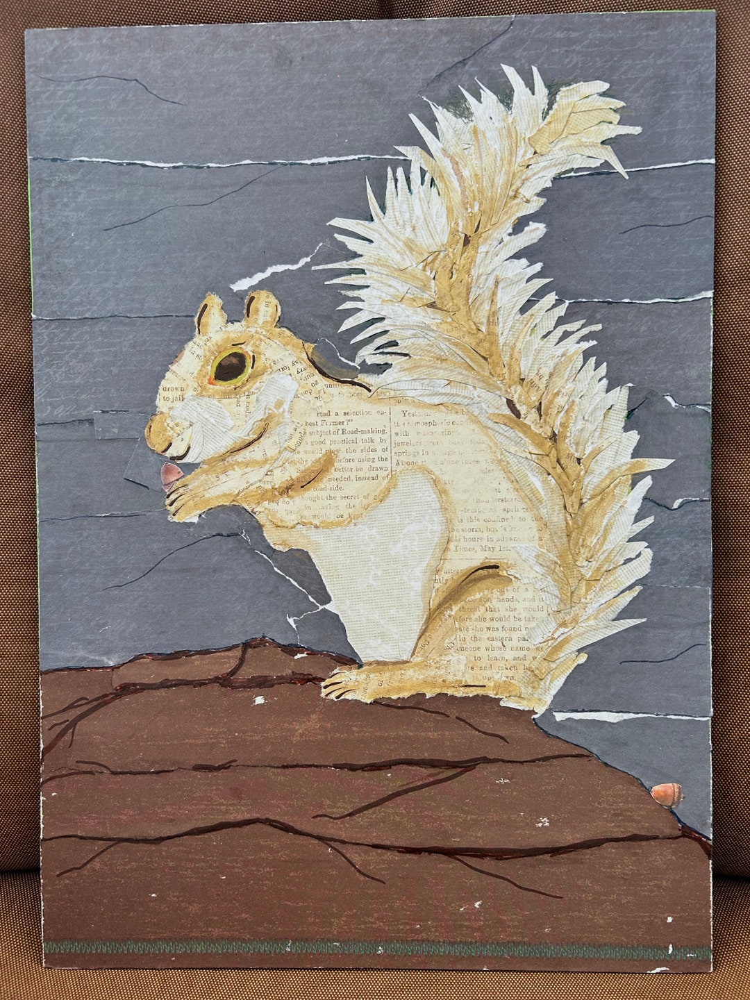 Squirrel Art, Cottage Core, Mixed Media Squirrel Art, Squirrel Wall ...