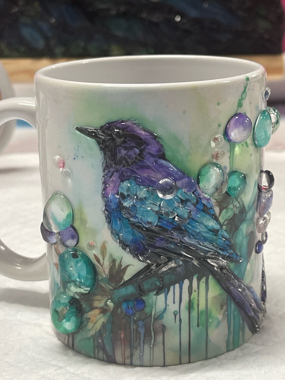 Hand Sculpted Ceramic Coffee Cup With Modelling Glass and Fused Glass ...