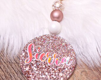 Rose Gold Name Keychain - Etsy