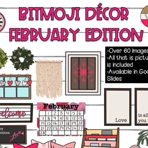 Bitmoji Decor February Bitmoji Decor Valentines Digital - Etsy