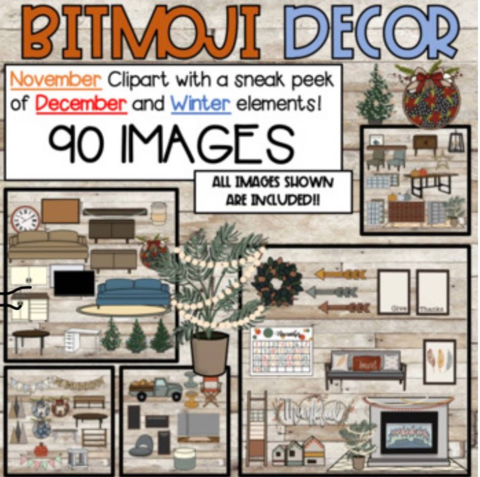 Bitmoji Decor | November | Early Winter | Clipart | Digital Classroom ...