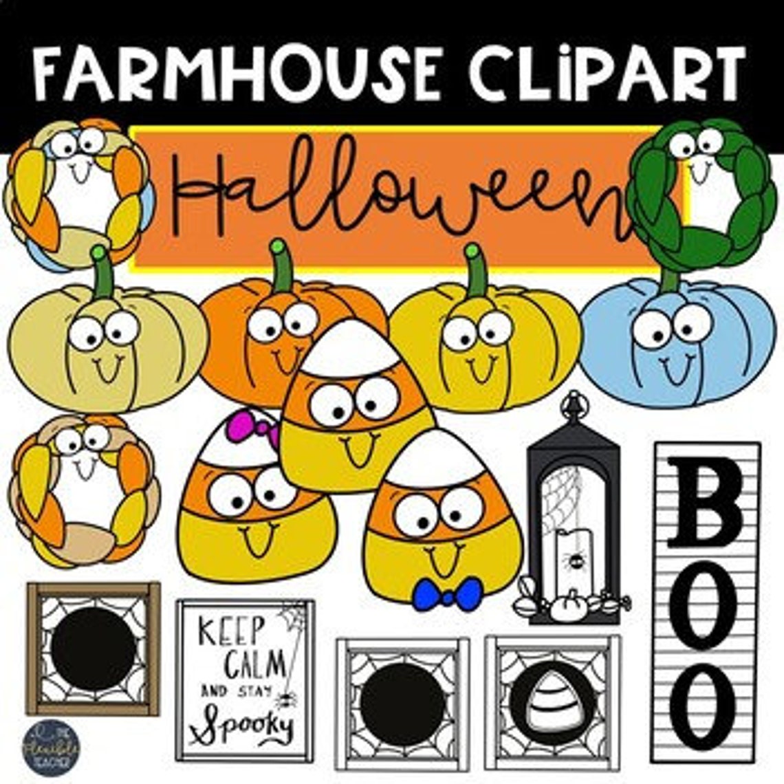 Halloween Clipart Bitmoji Decor Halloween Farmhouse - Etsy