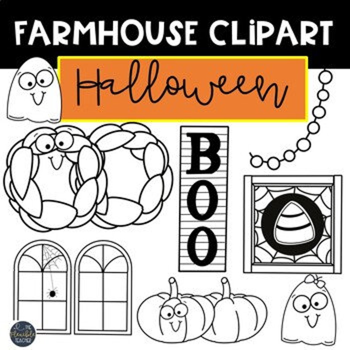 Halloween Clipart | Bitmoji Decor | Halloween Farmhouse Clipart - Etsy