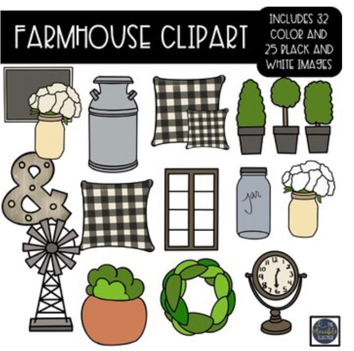 Farmhouse Clipart Bitmoji Classroom Farmhouse Decor | Etsy