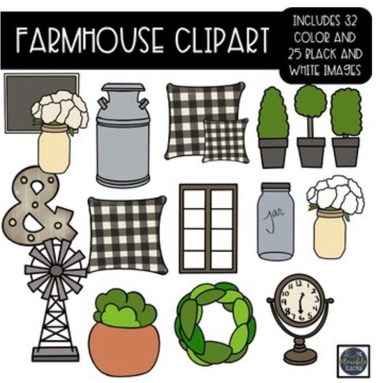 Farmhouse Clipart | Bitmoji Classroom | Farmhouse Decor - Etsy