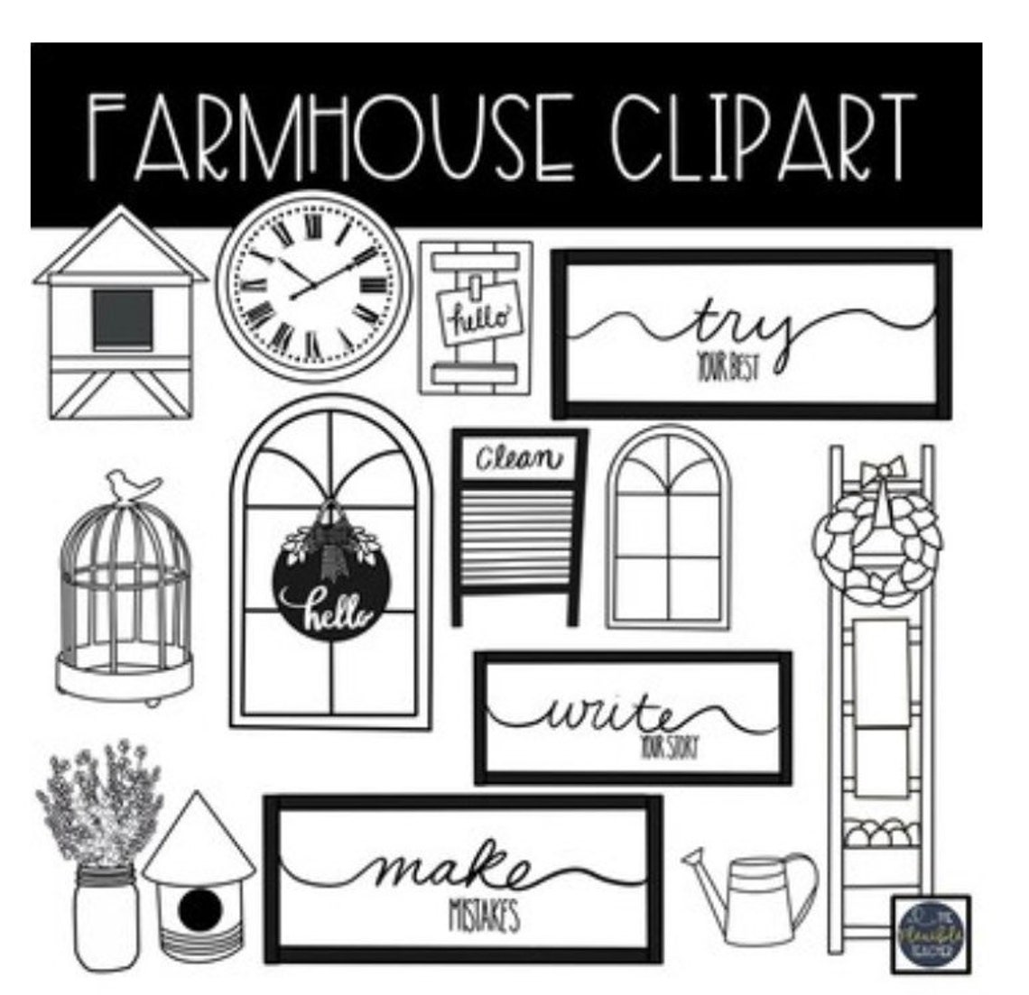 Farmhouse Decor Farmhouse Clip Art Bitmoji Decor - Etsy