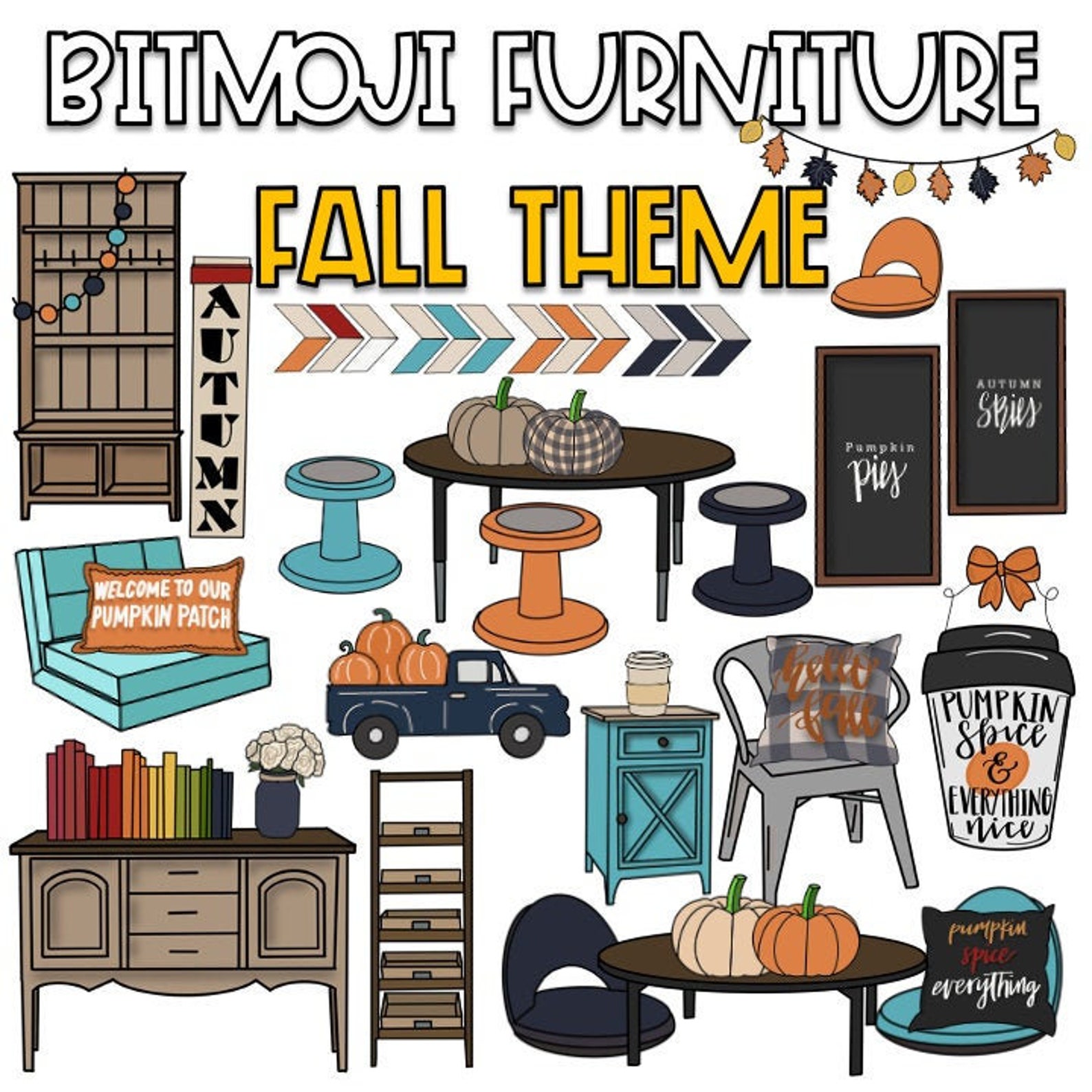 Bitmoji Decor Clipart | Fall Theme Bitmoji | Digital Classroom ...