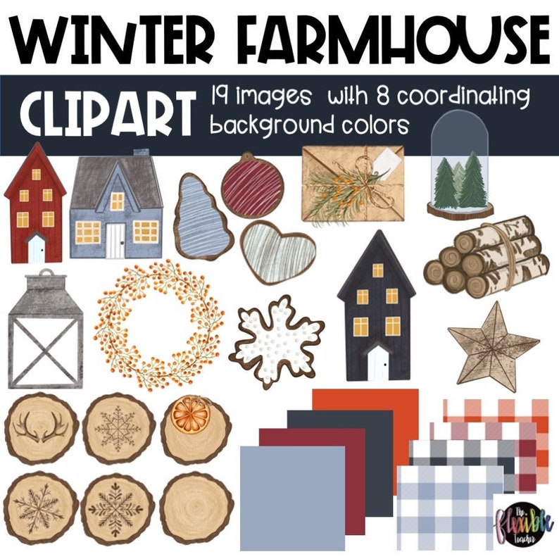 Farmhouse Christmas Clipart Christmas Clipart Holiday Clipart - Etsy