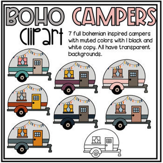 Boho Clipart Boho Camper | Etsy