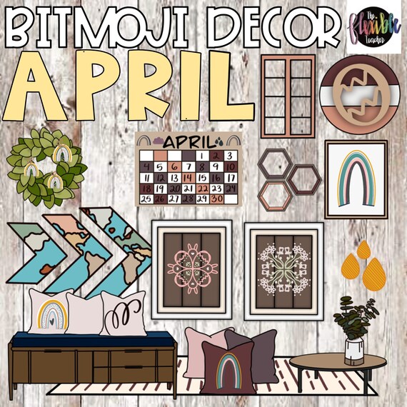 Bitmoji Decor April Bitmoji Decor Spring Decor Digital | Etsy