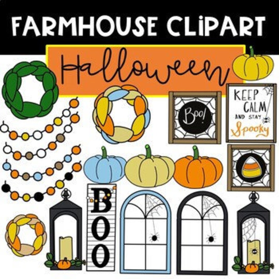 Halloween Clipart | Bitmoji Decor | Halloween Farmhouse Clipart - Etsy