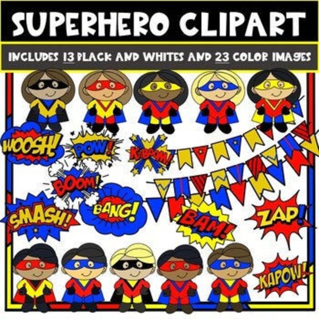 Superhero Clipart | Classroom Clipart | Superhero Classroom - Etsy