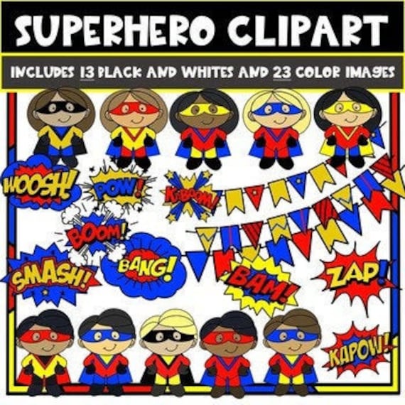 Superhero Clipart Classroom Clipart Superhero Classroom | Etsy