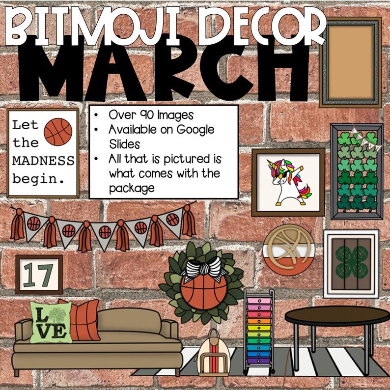 Bitmoji Decor | March Bitmoji Decor | Basketball St Patricks | Digital ...