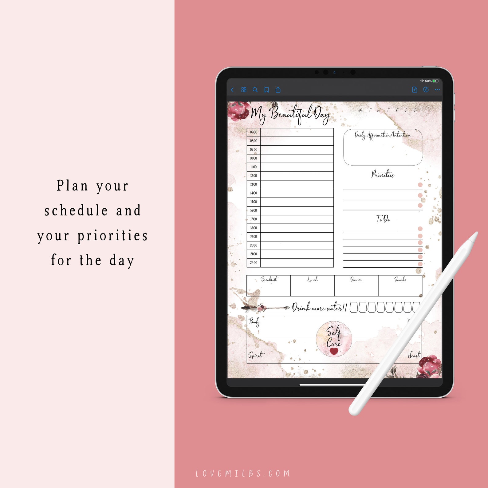 Digital Day Planner - Digital Planner for iPad - Undated With Printable ...