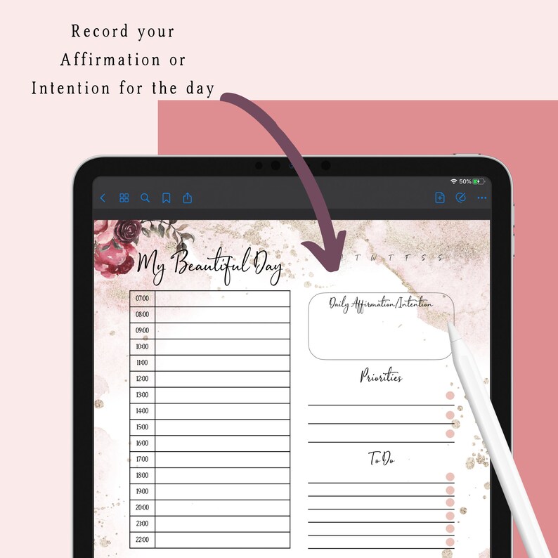 Digital Day Planner - Digital Planner for iPad - Undated With Printable ...