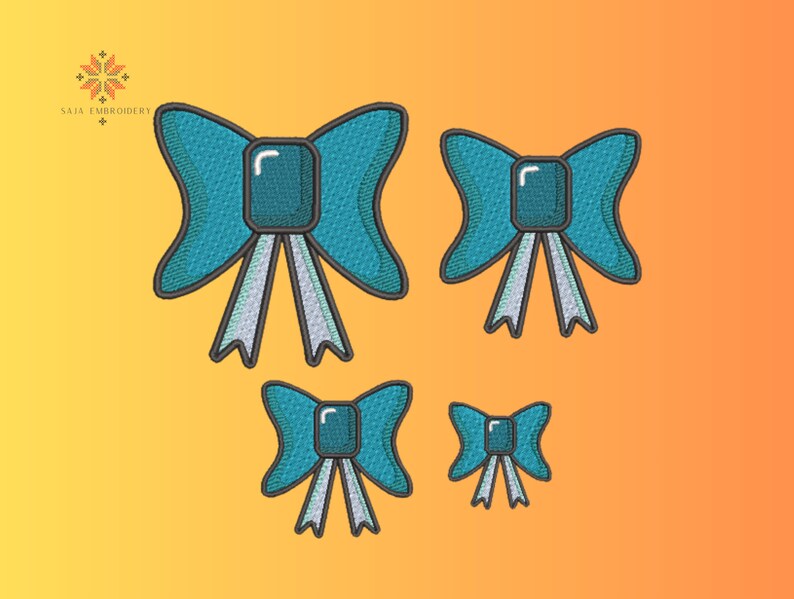 Digital File Embroidery Design, 4 Sizes Bow Embroidery, Embroidery ...