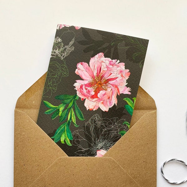 Peony Card - Etsy UK