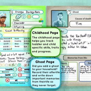 Sims Character Sheet Digital Download - Ready to Print - Inspired by ...