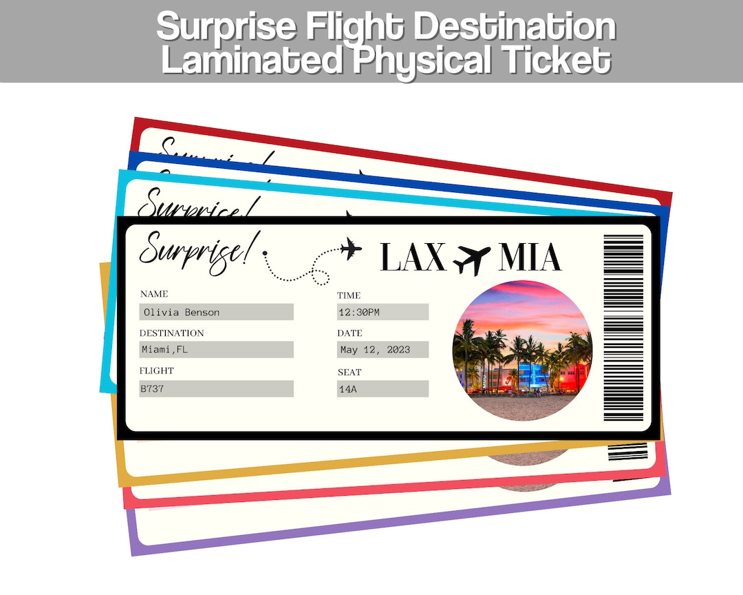Physical Ticket Custom Personalized Laminated Flight Destination ...