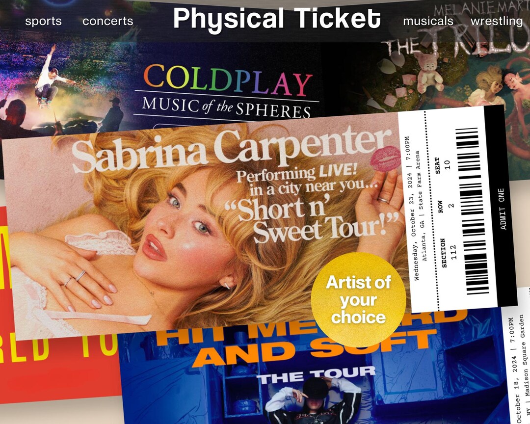 Physical Horizontal Ticket Custom Personalized Laminated Concert Ticket ...