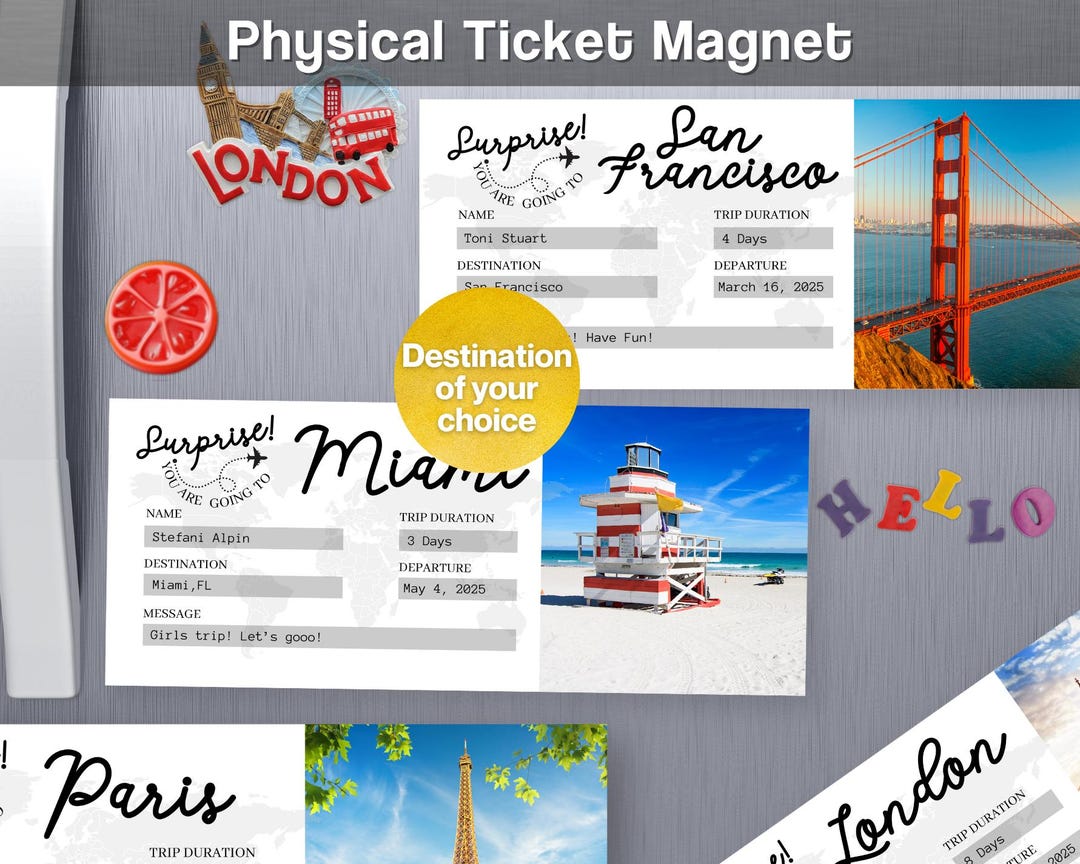 Magnet Physical Ticket Custom Personalized Boarding Pass Travel ...