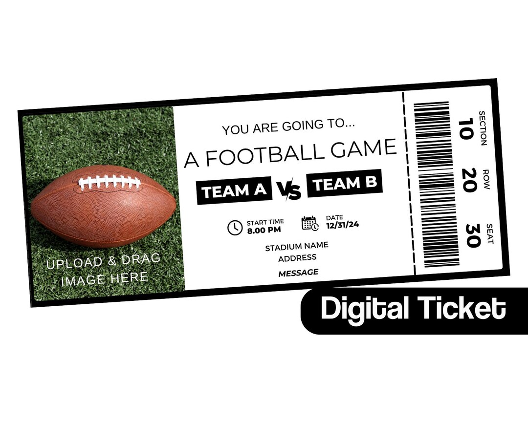 Editable Digital Ticket Sports Team Game Custom Personalized Ticket ...
