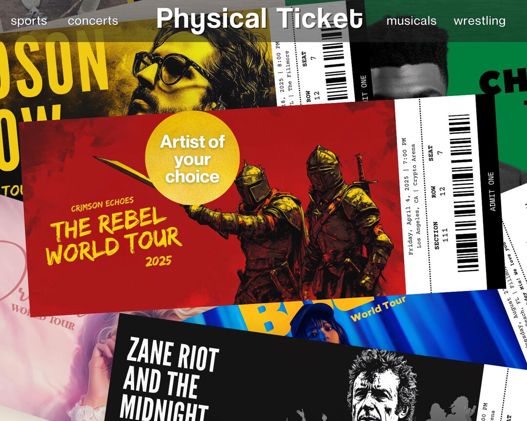 Physical Horizontal Ticket Custom Personalized Laminated Concert Ticket ...