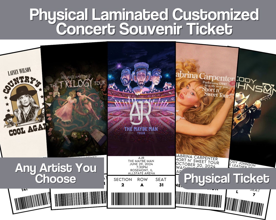 Physical Ticket Custom Personalized Laminated Concert Event Ticket ...