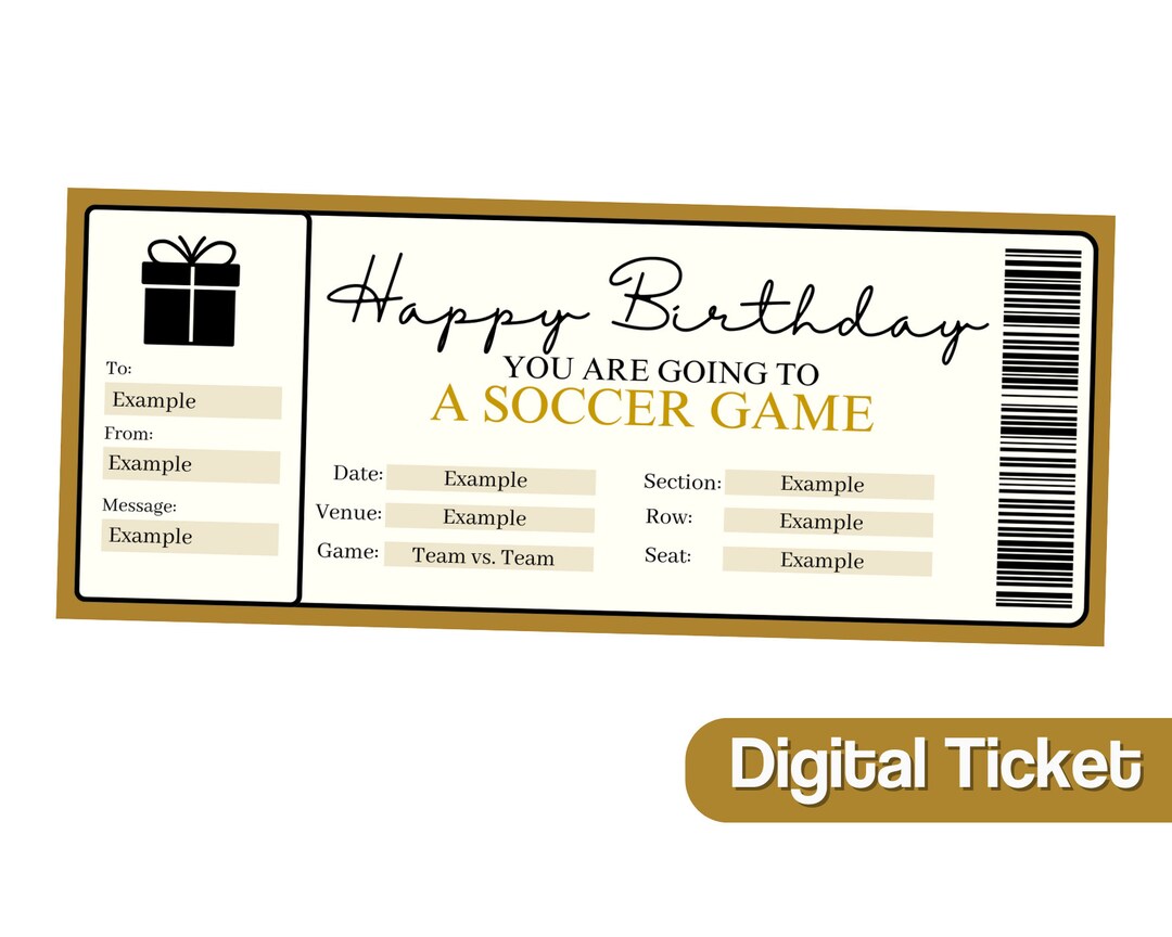 Editable Digital Ticket Custom Personalized Birthday Soccer Sports Team ...