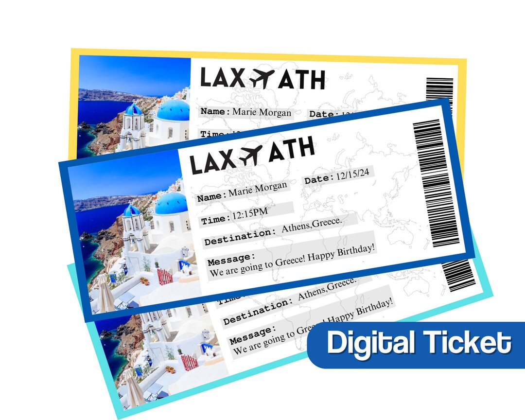 Editable Digital Ticket Custom Personalized Destination Trip Ticket ...