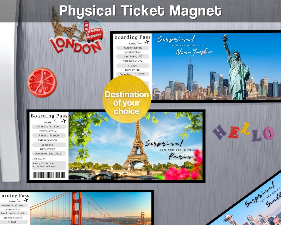 Magnet Physical Ticket Custom Personalized Boarding Pass Travel ...