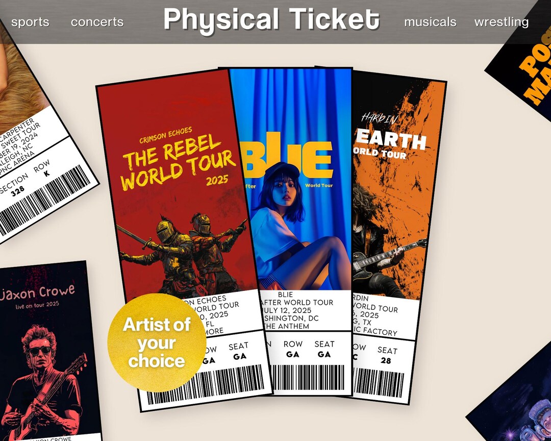 Physical Ticket Custom Personalized Laminated Concert Event Ticket ...