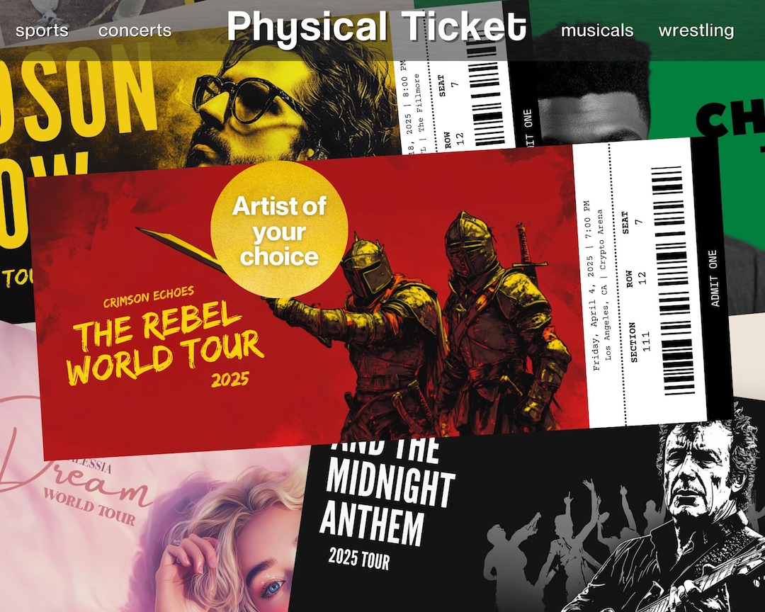 Physical Horizontal Ticket Custom Personalized Laminated Concert Ticket ...