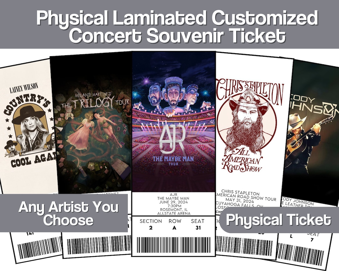 Physical Ticket Custom Personalized Laminated Concert Event Ticket ...