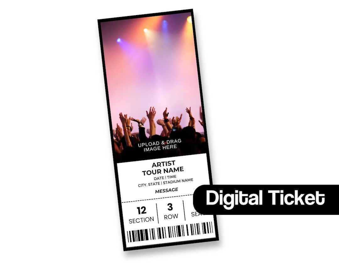 Editable Digital Ticket Custom Personalized Concert or Artist Show ...
