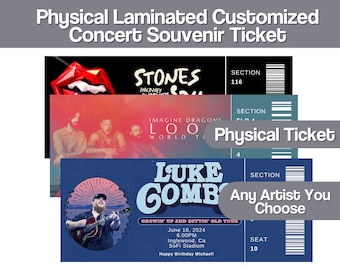 Physical Horizontal Ticket Custom Personalized Laminated Concert Ticket ...