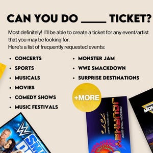 Physical Theatre Ticket Custom Personalized Laminated Broadway Event ...