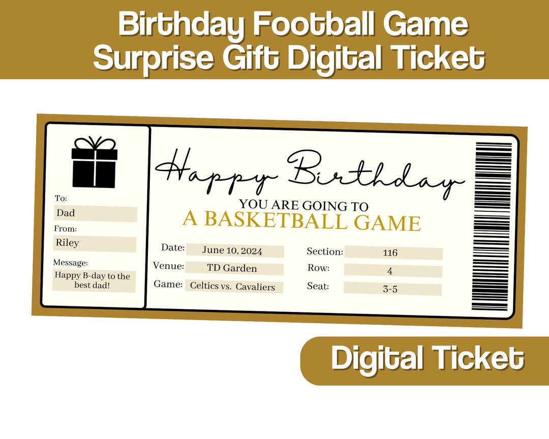 Editable Digital Ticket Custom Personalized Sports Game Ticket Souvenir ...