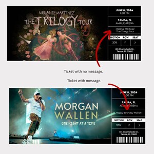 Physical Horizontal Ticket Custom Personalized Laminated Concert Ticket ...
