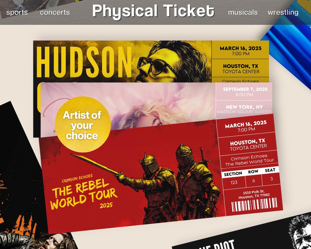 Physical Horizontal Ticket Custom Personalized Laminated Concert Ticket ...