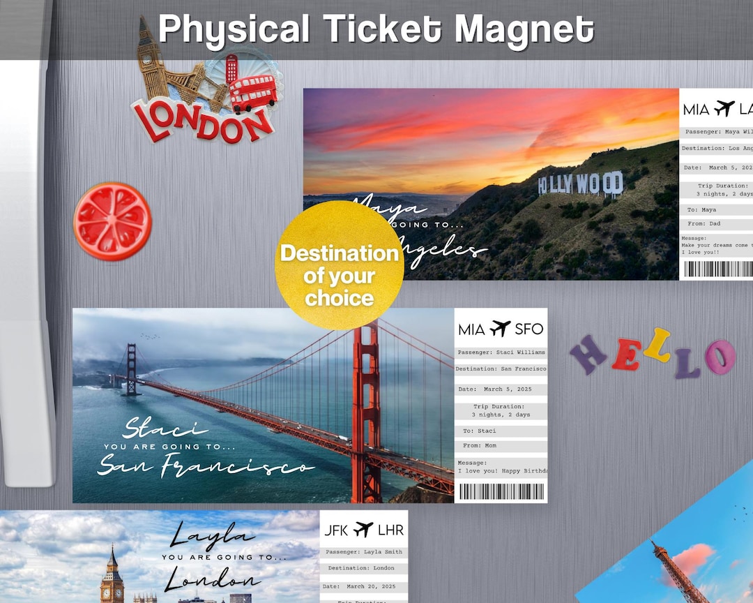 Magnet Physical Ticket Custom Personalized Boarding Pass Travel ...