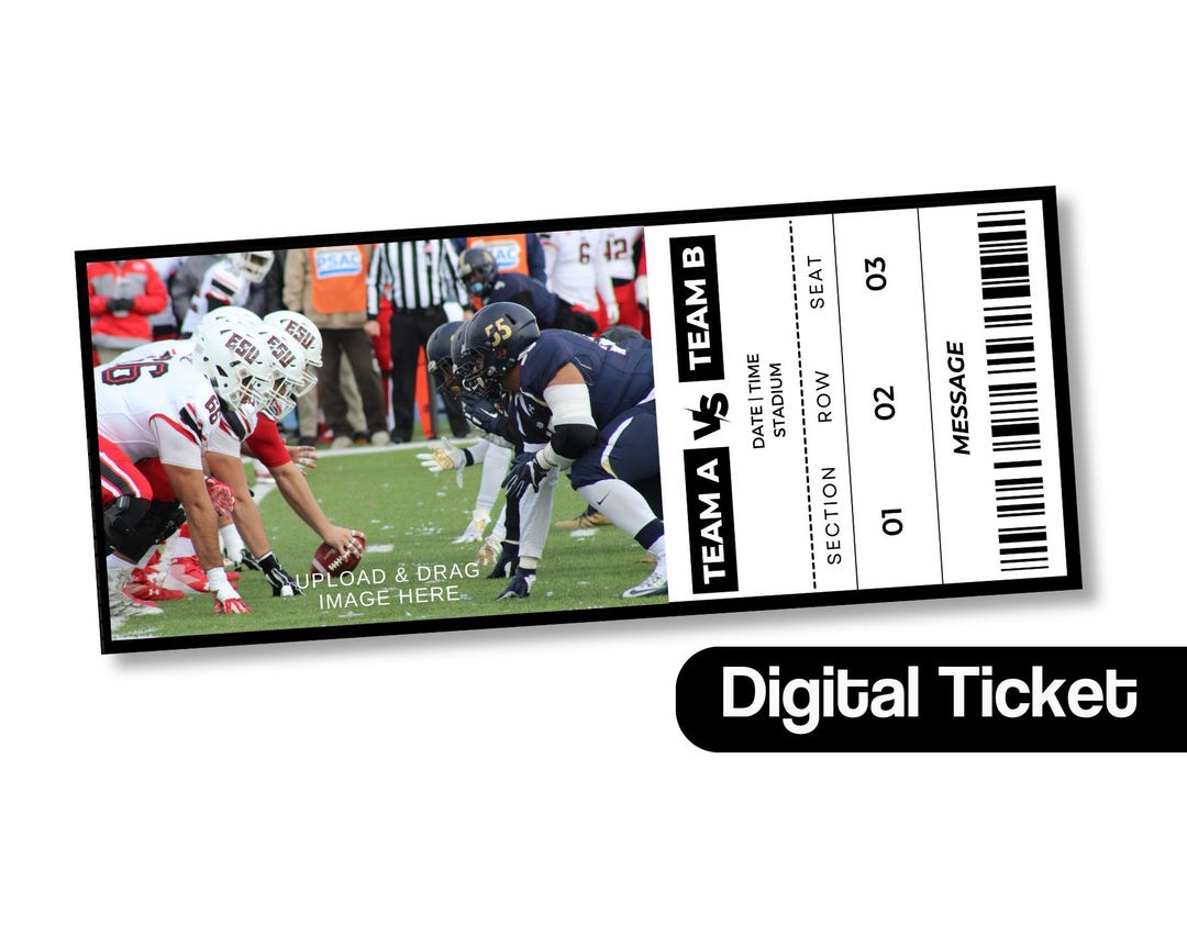 Editable Digital Ticket Sports Team Game Custom Personalized Ticket ...