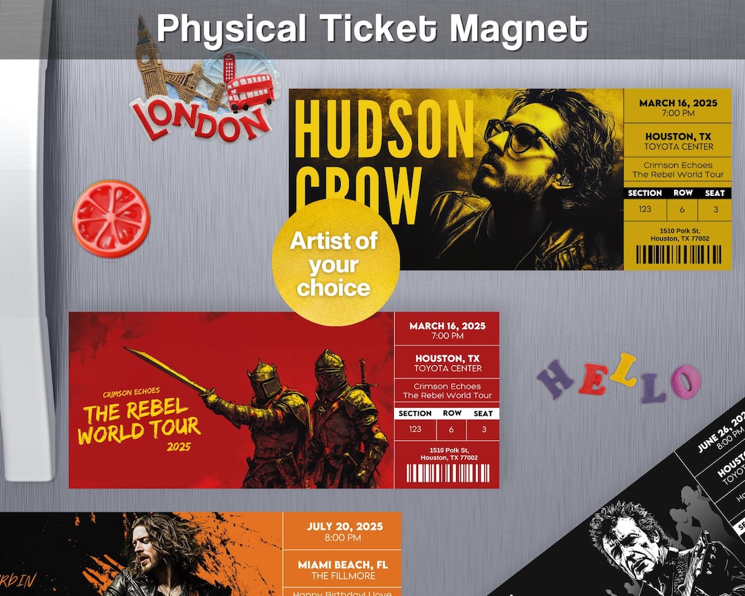 Magnet Physical Horizontal Ticket Custom Personalized Concert Ticket ...